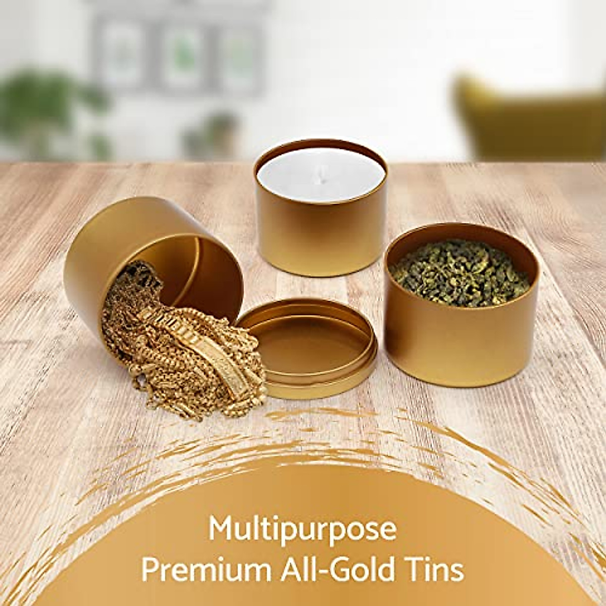 24 Pack 8oz Gold Candle Tins with Lids - Candle Containers for Making Candles, Candle Jars Candle Making Supplies, Candle Vessels Empty Candle Tin DIY