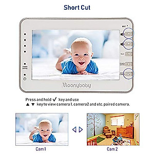 MoonyBaby No WiFi Baby Monitor with 12 Hours Long Battery Life, 1000ft Long Range, 4.3" Display, Auto Night Vision, 2-way Audio, Temperature Sensor, Lullabies and Power Saving/Voice Activation,Trust30