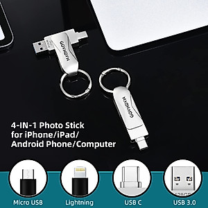 512GB Photo-Stick-for-iPhone, 4-IN-1 Easy Auto-Backup Photo and Video iPhone-Photo-Stick Apple-External-Memory-Storage-Stick Backup-Flash-Drive Data-Transfer Thumb-Drive-for-iPhone iPad Android Mac PC