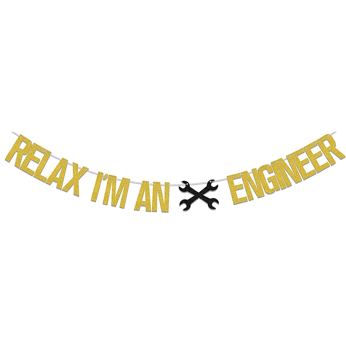 Relax I'm An Engineer Banner, Engineer Graduation Banner, Congrats Engineer Graduation Party Decorations, 2024 Engineer Degree Graduation Party Decor Supplies Gold Glitter