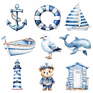 36-Piece Nautical Party Decorations - Ocean Theme Birthday Party Decor for Birthday, Baby Shower, and Nautical Celebrations