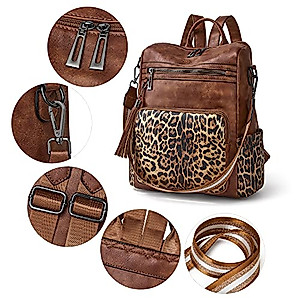 OPAGE Leather Backpack Purse for Women Fashion Tassel Ladies Shoulder Bags Designer Large Backpack Travel Bag