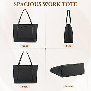 VASCHY Laptop Tote Bag for Women, Large 15.6inch Computer Teacher Bag Purse Briefcase for Travel,Work,Business,Office Black