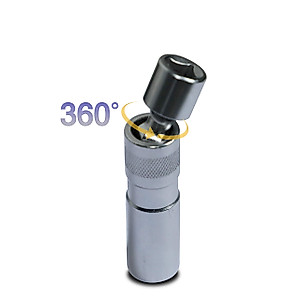 16mm Magnetic Thin Wall Spark Plug Socket Universal Joint 3/8-Inch Drive Swivel Socket Removal Tool 12pt 96L (16mm) Compatible with BMW
