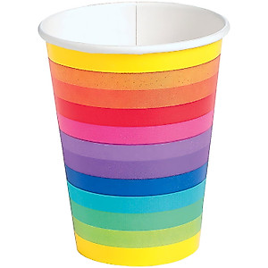 Fun Express - Rainbow 12oz Cups for Birthday - Party Supplies - Licensed Tableware - Licensed Cups - Birthday - 8 Pieces