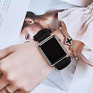 JIELIELE Compatible with Scrunchie Apple Watch Band 38mm 40mm 41mm 42mm 44mm 45mm for Women,Cute Wristbands Straps Elastic Scrunchy Band for iWatch Series 8 7 6 5 4 3 2 1 Ultra SE (S-38/40 SET-BG)
