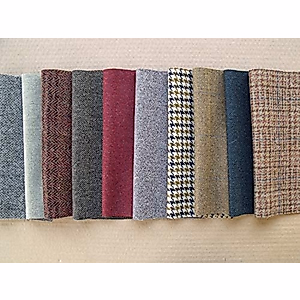 British Tweed 100% Wool Remnants Offcuts Squares Crafts 10 Pieces 9x9 inch, Made in Great Britain…