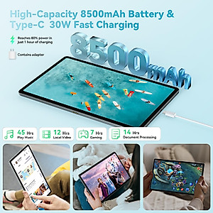 Headwolf 11 Inch Android Tablet, HPad3 Ultra 24GB RAM + 256GB ROM (TF 2TB) TÜV FHD 2K Display 2.2Ghz Octa Core G99 Gaming Tablet, 8MP+25MP Camera, 8500mAh Battery Fast Charge, 2.4G/5G WiFi+4G LTE