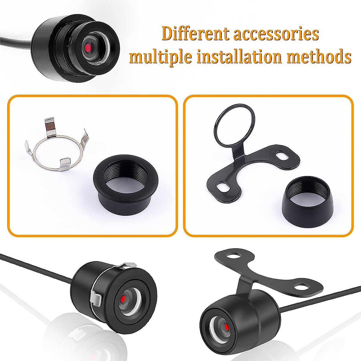 Car Reverse Backup Camera - [HD Night Vision] [170°Wide Angle] Front Side Rear View Camera with Dual Purpose Design - Waterproof Universal Reverse Camera for Car Truck SUV RV