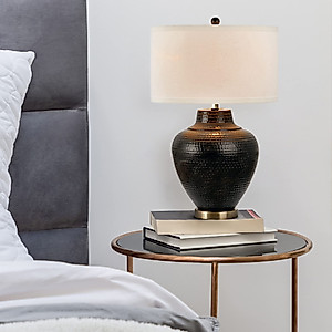 Catalina 19954-000 Modern Hammered Metal Table Lamp with Antique Brass Accents, 27.25, Oil Rubbed Bronze