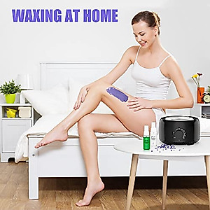 Waxing Kit - TIKESI Wax Warmer for Hair Removal, Hard Wax Kit with 14.1oz 5 Bags Hard Wax Beans for Full Body, Legs, Face, Eyebrows, Bikini, Brazilian Waxing Kit for Women Men