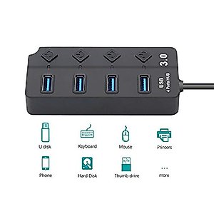 JSANSUI Distributor hub USB3.0 Four-Port HUB with Power Splitter and One-Port 4-Port Hub with PC and Laptop Switches