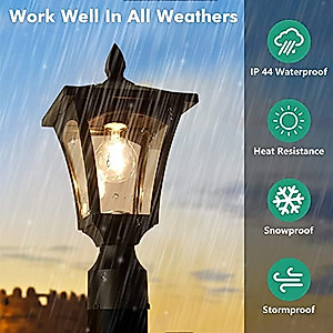 Outdoor Solar Post Light Fixture with 3" Pier Mount Base, Dusk to Dawn Outdoor Solar Lamps for Garden Post Pole Mount, Landscape Yard Pathway Deck Garden Yard Pole Pillar, Waterproof Decorative lamp