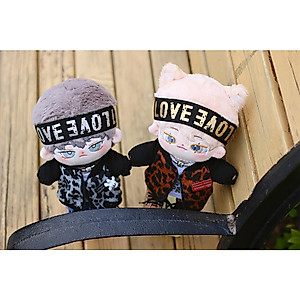 niannyyhouse 20cm Plush Doll Clothes Cool Leopard Print Suit Loose Coat T-Shirt Pants Headwear Collar Shoes Soft Stuffed Plush Toy Dress Up (White+Black, 20cm)