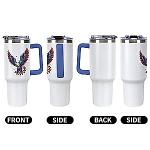 American Flag Bald Eagle Insulated Tumbler with Lid And Straw Stainless Steel Travel Coffee Mug 40oz Deep Blue-style