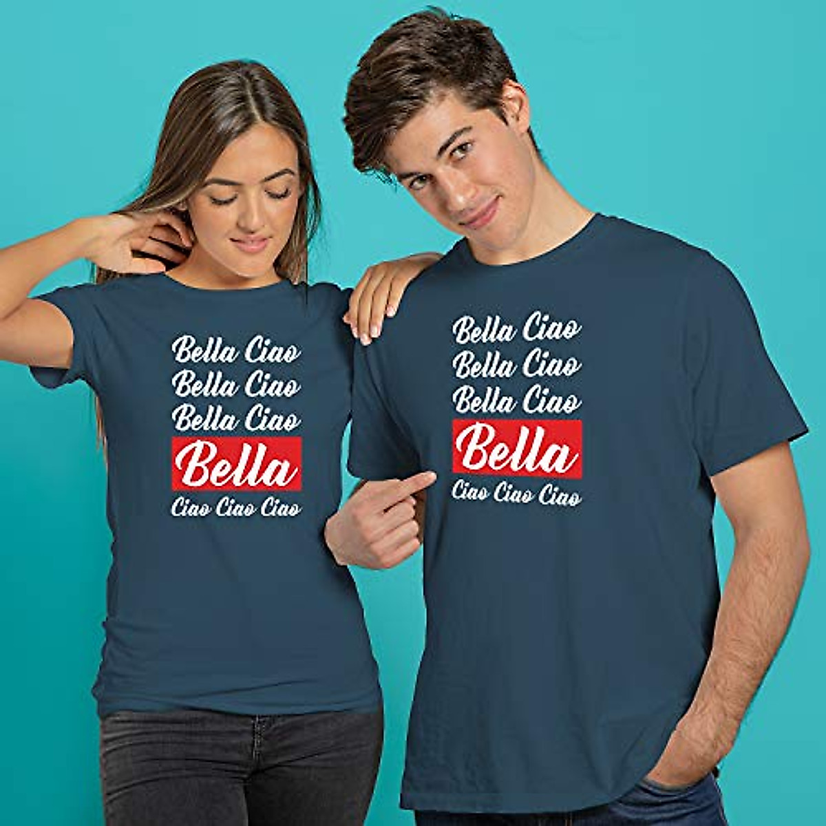BANNER BUZZ MAKE IT VISIBLE Bella Ciao T-Shirt, Italian Quote Crew Neck Short Sleeve Adult Tee, 100% Soft Cotton - Unisex (Navy Blue, XX-Large)
