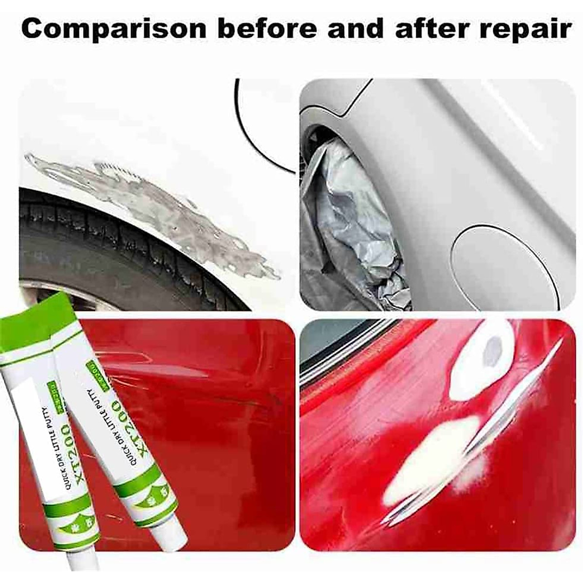 5Pcs Gogolonge Fiberglass Boat Repair Paste, Instafix Fiberglass Repair Paste, XT200 Quick Dry Little Putty, Car Scratch Remover Touch Up Paste Fix Tools for Scratches,Screw Holes,Cracks (Black)