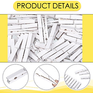 Honeydak 300 Pcs Christmas Large Clothes Pins 3.9 Inch Wooden Clothespins for Photos Clothes Pins for Hanging Crafts Pictures Laundry Outdoor Clothes Clips(White)