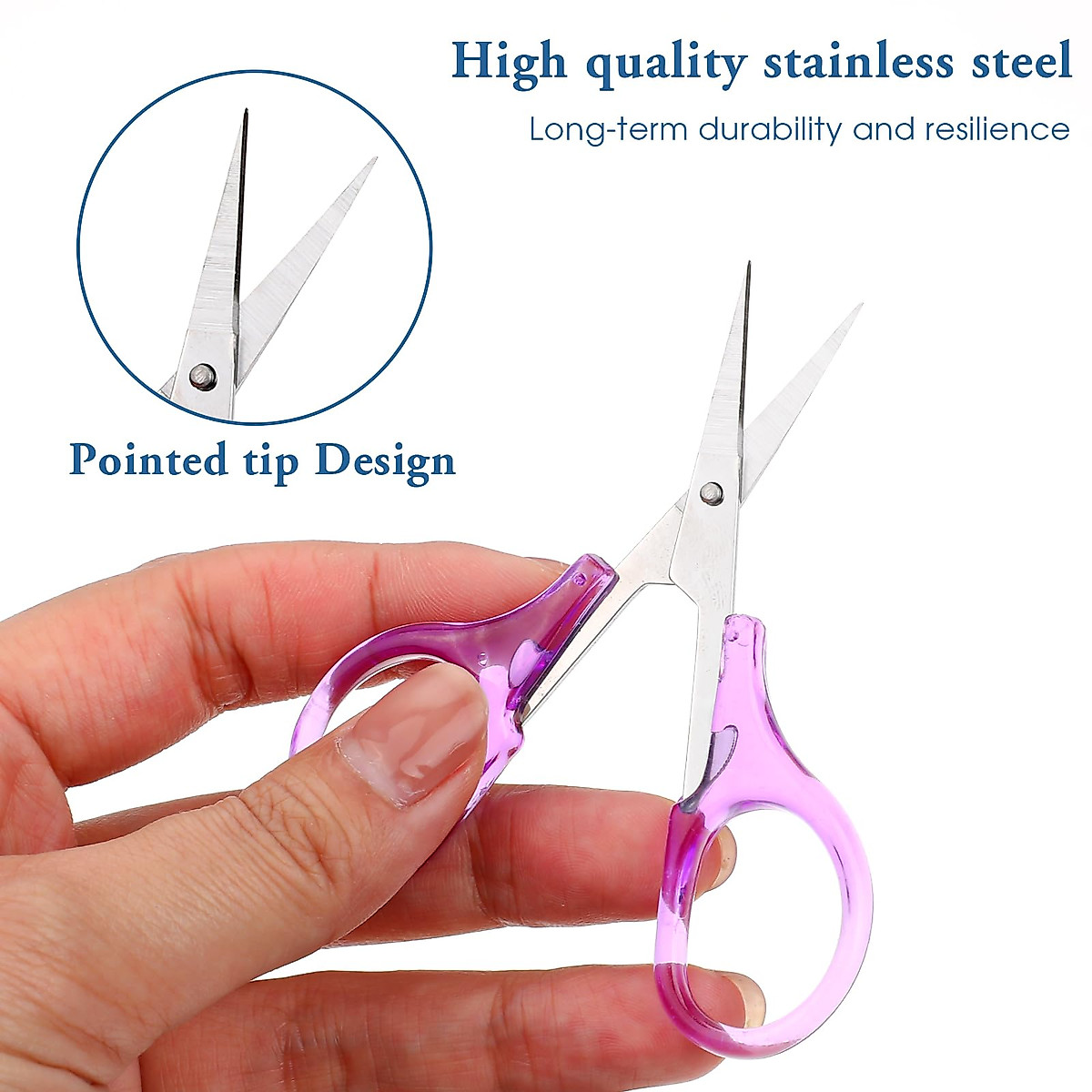 8Pcs Scissors for Crafting Stainless Steel Scissors with Protective Cover Mini Detail Craft Scissors Straight Fine Tips Design for Crafting Facial Hair Trimming Travel School DIY Projects