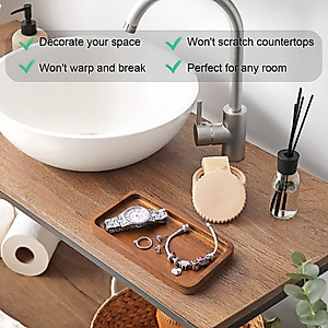 ALELION 6" Small Bathroom Vanity Tray for Counter - Acacia Wood Dish Soap Dispenser Tray for Kitchen - Rustic Decorative Tray for Dresser Tops Perfume Jewelry - Farmhouse Kitchen Decor Accessories