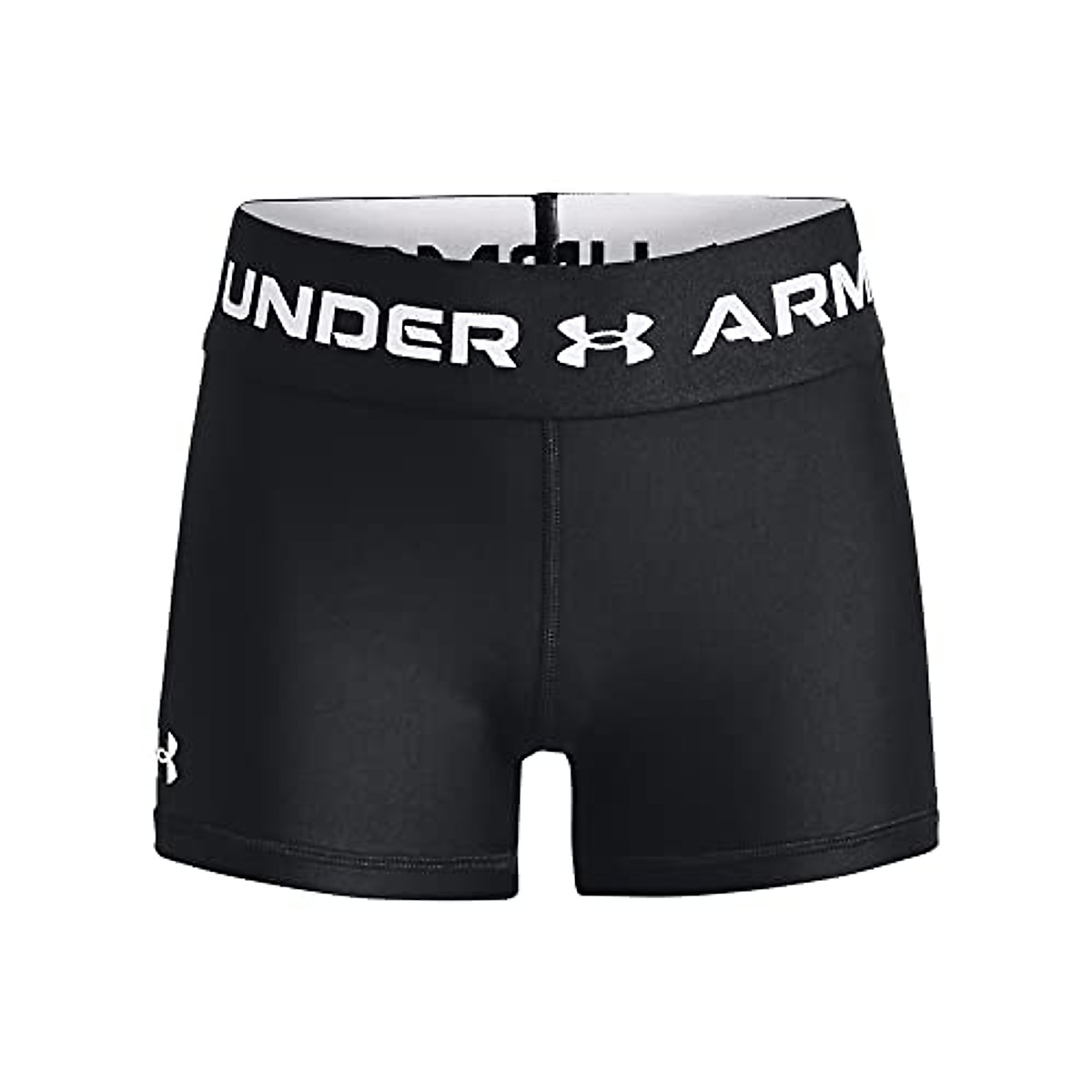 Under Armour Girls' HeatGear Armour Shorty, (001) Black / / White, Youth Large