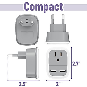 Bates- European Travel Plug Adapter, Adapter with USB, European Plug Adapter, US to Europe Plug Adapter, Converters and Adapters for Travel, Outlet Converter, Power Adapter Europe, Adapters for Europe