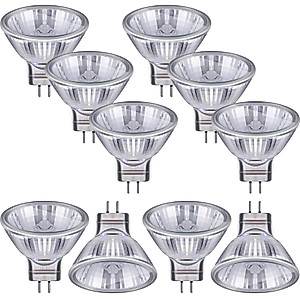 Mudder 10 Pieces Halogen Light Bulbs MR11 12V FTD Halogen Spotlight Bulbs, GU4 Bi-Pin Base, Glass Cover, Warm White 2700K Dimmable Precision Halogen Reflector Fiber Optic Light Bulb (20 Watt)
