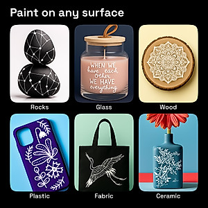 White Paint Pen for Rock Painting, Stone, Ceramic, Glass, Wood, Tire, Fabric, Metal, Canvas. Set of 5 Acrylic Paint White Marker Water-based Extra-fine Tip