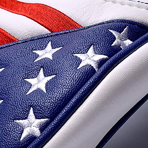 PLUSKER USA Golf Club Driver Head Cover Patriotic Stars and Stripes Flag Pattern Synthetic Leather 460cc Drivers Headcover