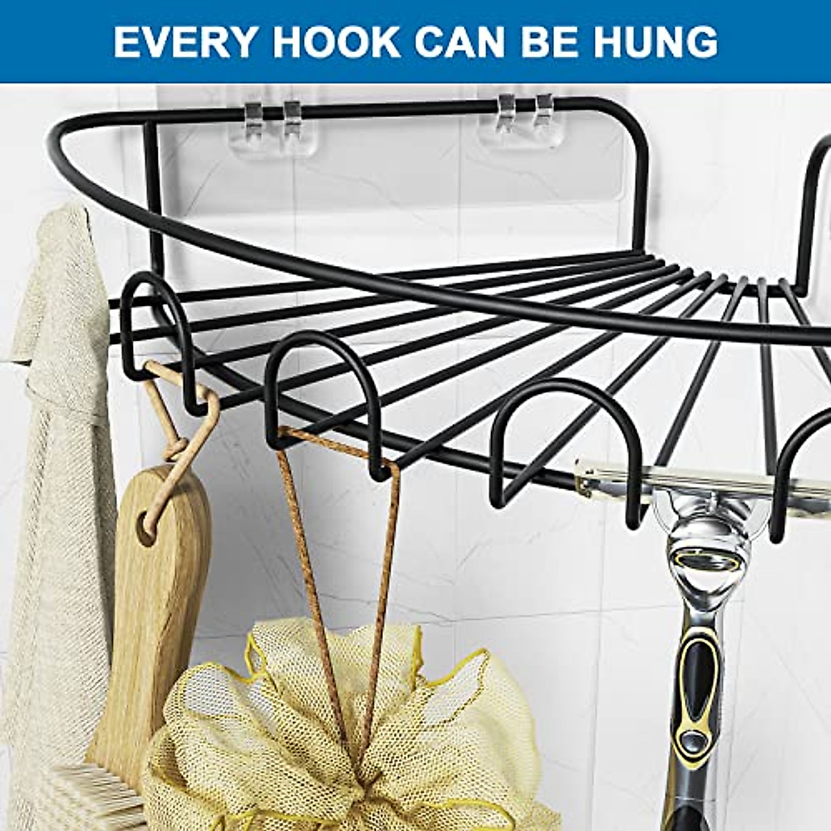 SZXIMU Corner Shower Caddy,2-Pack Shower Organizer Corner,Self Adhesive Shower Shelves,No Drilling Rustproof Shower Storage Rack, Shower Shelf for Bathroom,Kitchen,RV (Matte Black)