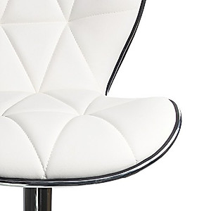 Leopard Shell Back Adjustable Swivel Bar Stools, PU Leather Padded with Back, Set of 2 (White)