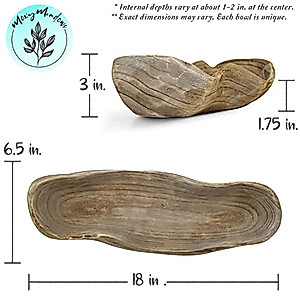 Moxy Meadows Large Wooden Dough Bowl - 18" long Wooden Decorative Bowl, great as a Centerpiece Bowl, Bread Bowl or Farmhouse Décor. Add style to your home with our wooden dough bowls for décor.
