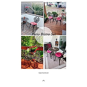Mandolin Patio Table and Chairs,5 Piece Outdoor Dining Set,Rust-Resistant Cast Aluminum Bistro Set,with Cushion,Tulip Design (Copper)