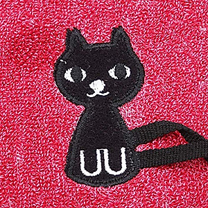 Kshcf Cotton Towel Cat Pattern Luxury Spa Hotel Washcloths Absorbent Cartoon Towels,red