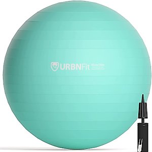 URBNFit Exercise Ball - Yoga Ball for Workout, Pilates, Pregnancy, Stability - Swiss Balance Ball w/Pump - Fitness Ball Chair for Office, Home Gym, Labor- Teal, 26 in