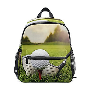 TropicalLife Sport Golf Ball Kids Backpack School Bag, Grass Preschool Bookbag for Toddler Boys Girls Teens