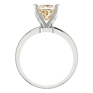 Clara Pucci 2.0 ct Princess Cut Solitaire Genuine Natural Morganite Engagement Wedding Bridal Promise Anniversary Ring 14k White Gold