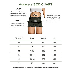 Aotasely Women's Casual Junior Denim Shorts Stretchy Mid Rise Jean Shorts with Pockets Party ClubNight Army Green XL