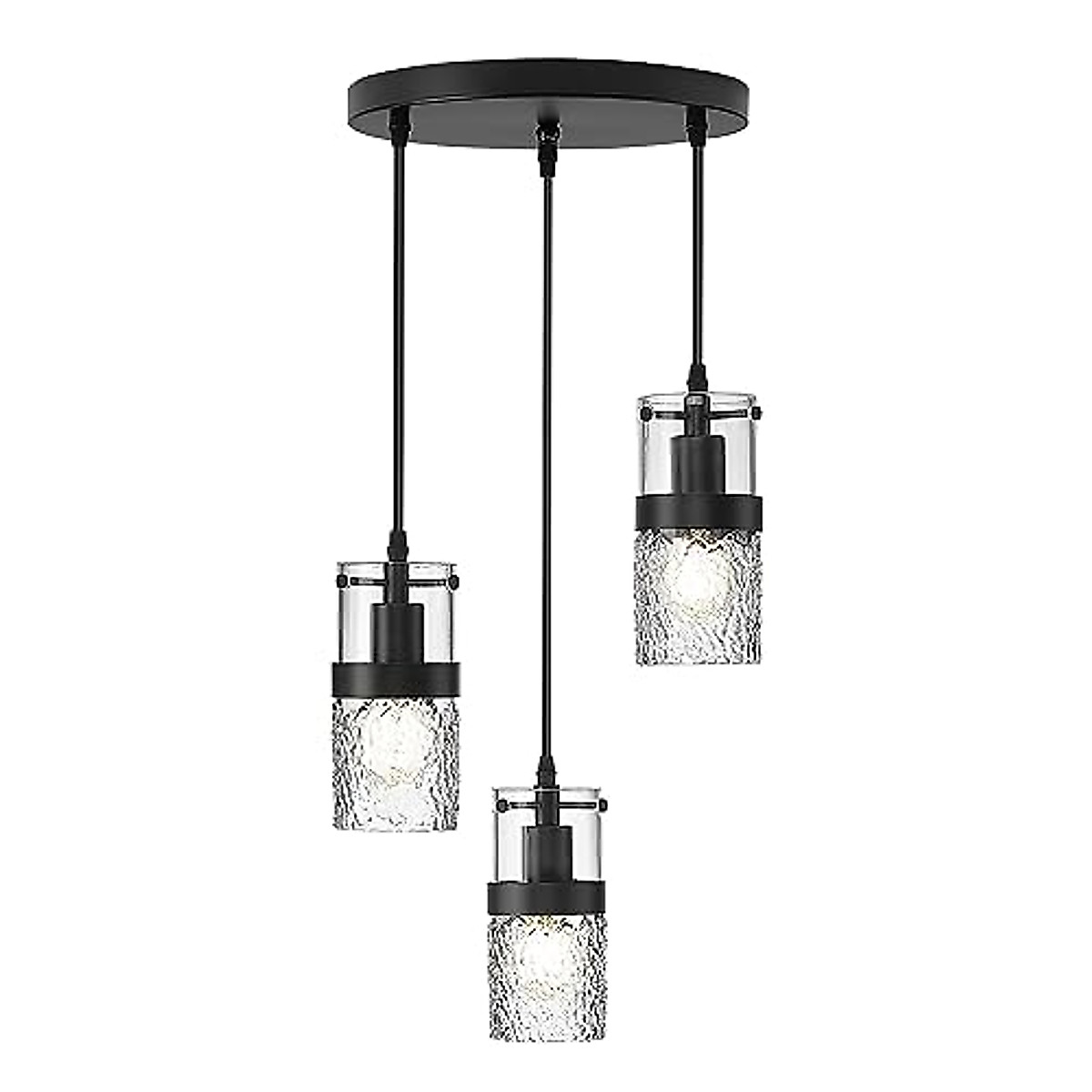 LMS Black 3-Light Pendant Fixtures, Adjustable Kitchen Hanging Light Fixture, Cluster Pendant Lights, LMS-188