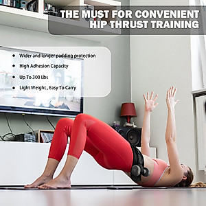 WOOTMIN hip thrust belt, fully upgraded hip thrust belt for dumbbells, more comfortable hip thrust belt, home gym hip thrust belt with wider and longer anti-slip pads (black)