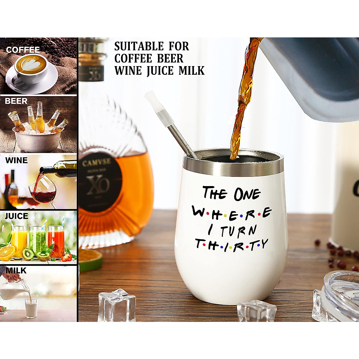 Happy Retirement Gifts for Women-Retirement Appreciation Gift for Mom Boss Co-workers,Teachers,Nurse,Friends,Wife,Sister-Retirement is a Time to Look Back-12oz Rose Golden Tumbler Coffee Cup Mug