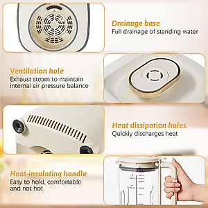 RUN.SE 8-In-1 Soymilk Maker with Low noise Soundproof Cover 50oz./1.5L Fully Automatic for Heat Soy Milk Oat Milk Soup Tea Smoothie Baby Food Self-Cleaning with Delay Start