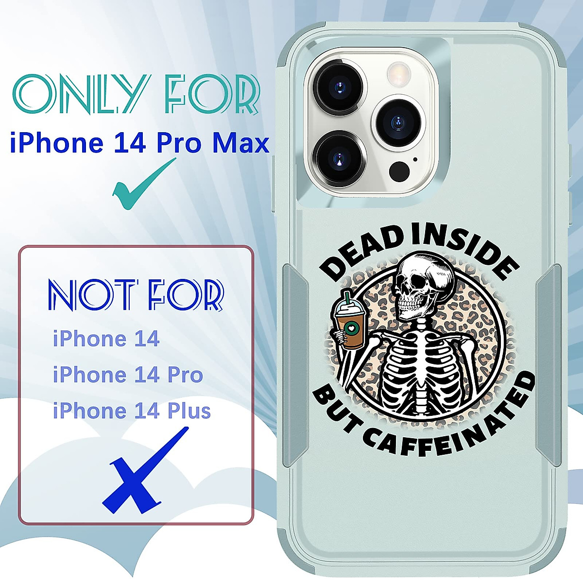 Plakill for iPhone 14 Pro Max Protective Case Designer Drop Tested Cute Cases for Women Girls Shockproof Protection Rugged Heavy Duty Bumper Phone Cover for iPhone 14 Promax (Coffee Skeleton)