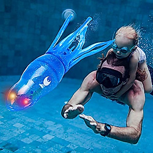 Diving Squid Pool Bath Toys for Kids,Electric Octopus Diving Fish,Torpedo Summer Toys, Swimming Training Pool Game for Learning to Swim,Squid Underwater Toys for Kids and Adults(8.3in,Blue)