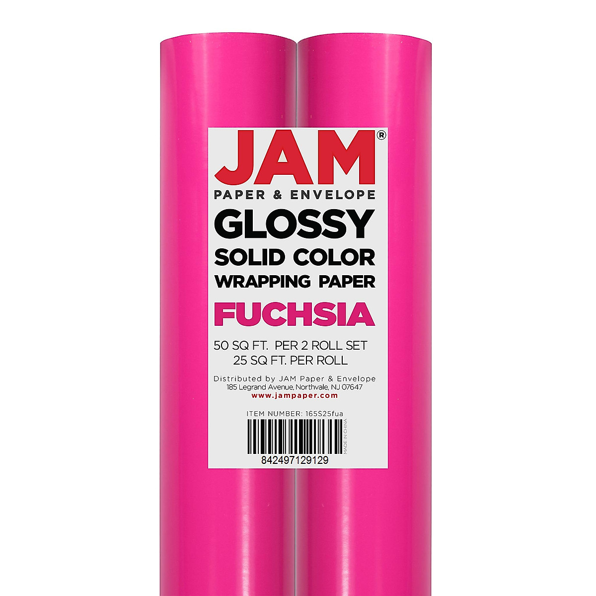 JAM Paper Gift Wrap - Glossy Wrapping Paper - 50 Sq Ft Total (30 in x 10 Ft Each) - Fuchsia - 2 Rolls/Pack