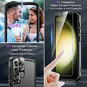 Red2Fire Designed for Samsung Galaxy S23 Plus Case, 2X[9H Tempered Glass Screen Protector + HD Camera Lens Protector][Military Grade Drop-Proof] Dual Layer Heavy Duty Shockproof Case-Black