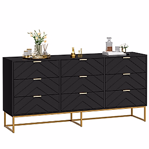 Scurrty Large 9 Drawer Dresser,59 inch Dresser with Chest, Black Storage Dressers,Storage Cabinet for Bedroom, Dressers for Living Room, Bedroom etc.