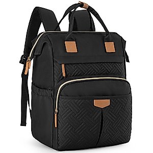BAGSMART Backpack for Women, Laptop Backpack Fits 15.6 Inch Computer, Teacher Backpack, Bookbags with Charging Port Hole for College Work Business, Black