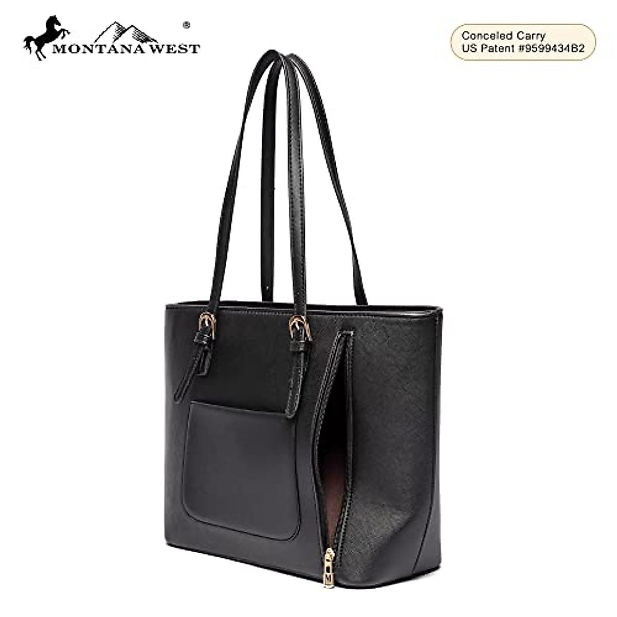 Montana West Tote Handbags for Women Vegan Leather Shoulder Bag Large and Medium 2PCS Purses Set B2B-MWC2-G030BK