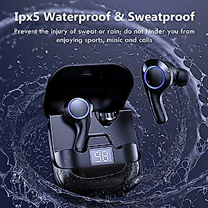 Brand Bluetooth Earbuds - Noise Cancelling Wireless Waterproof Headphones - Workout Earbuds with Smart Touch - Surround Sound Bluetooth Earbuds with Microphone and Charging Case - Carry Bag (White)